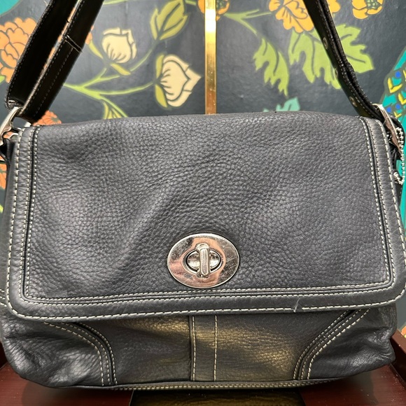 Coach | Bags | Coach Legacy Black Pebbled Leather Flap Bag | Poshmark